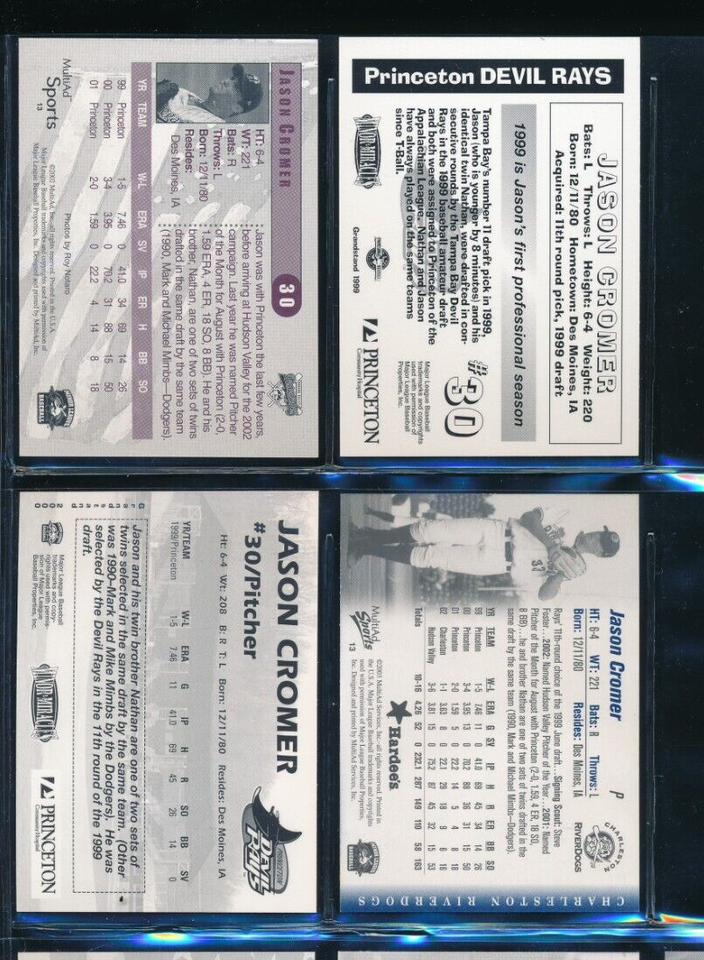 Lot (4) Jason Cromer Grandstand 1999 2000 #30 Multi-ad 2002 2003 #13 ...