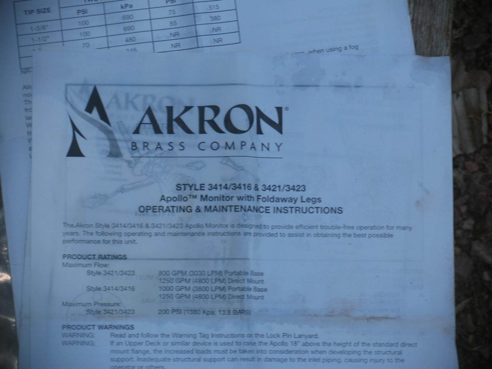 AKRON Apollo GROUND MONITOR BASE FIRE HOSE | eBay