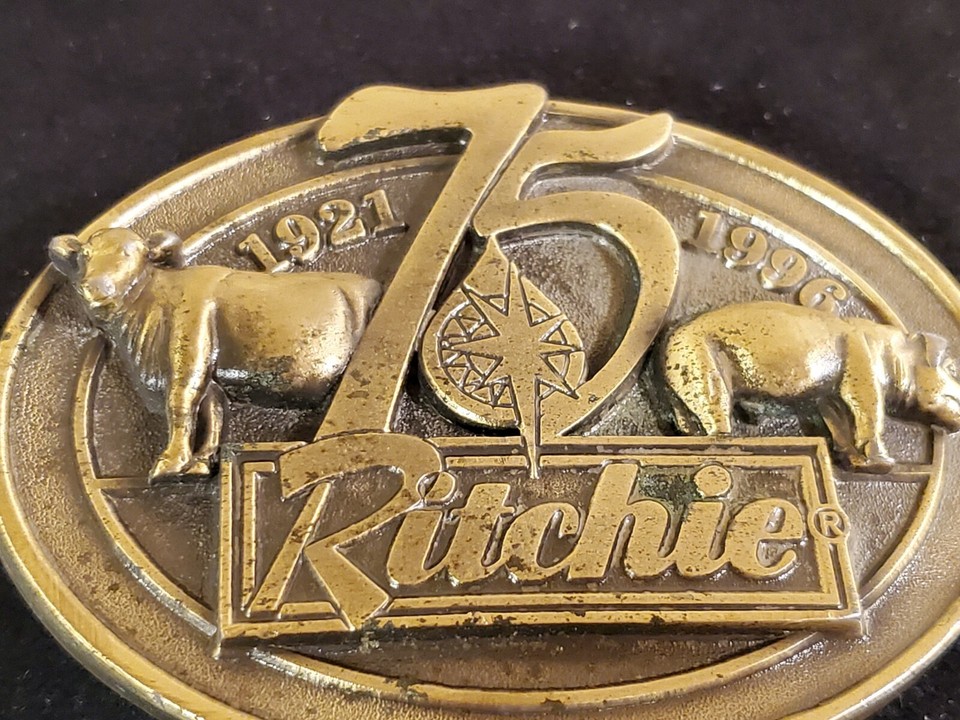 Ritchie livestock equipment 75 years 1921-1996 belt buckle Limited 0381 ...
