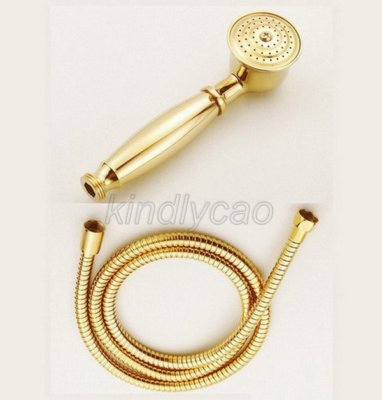 Gold Color Brass Bathroom Handheld Shower Head with 1.5m Shower Hose ...