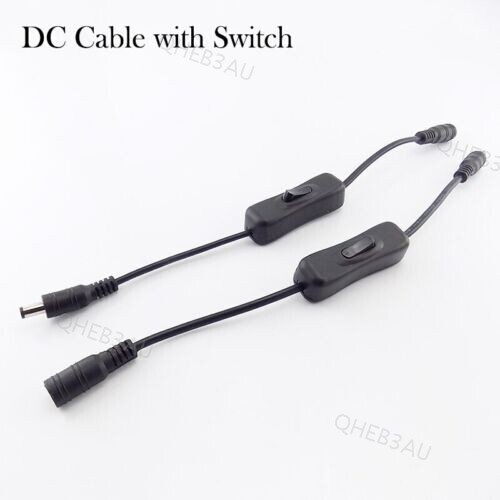 5-24V Inline DC Power Switch Extension Cable 5.5 x 2.1mm Male Female ...