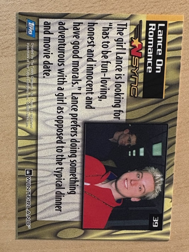 Lance Bass *NSYNC 2000 Topps Rookie Card #39, NM-MT | eBay