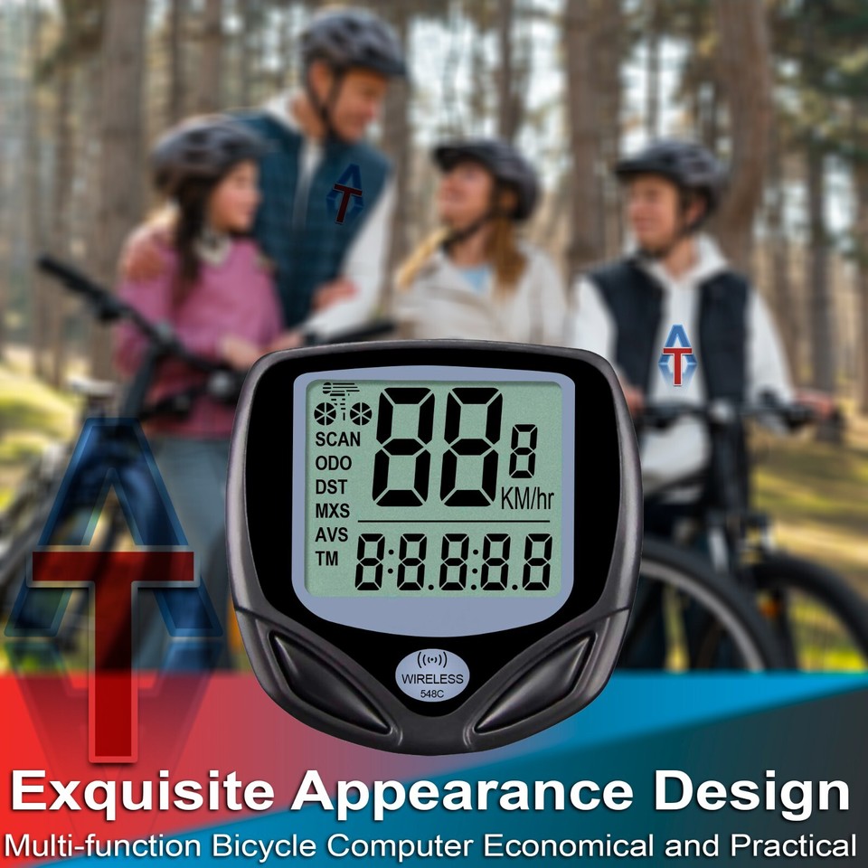2PCS WIRELESS LCD BIKE COMPUTER SPEEDO ODOMETER WATERPROOF SPEEDOMETER ...