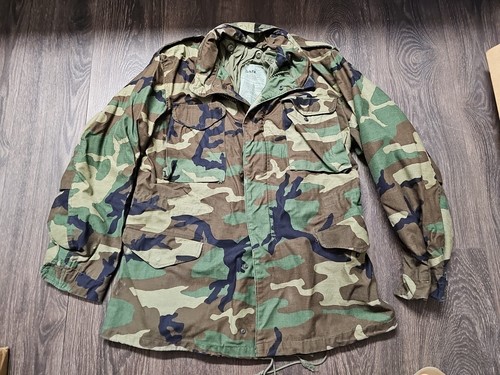 US Military Army Woodland Camo Cold Weather Field Jacket Medium Long ...