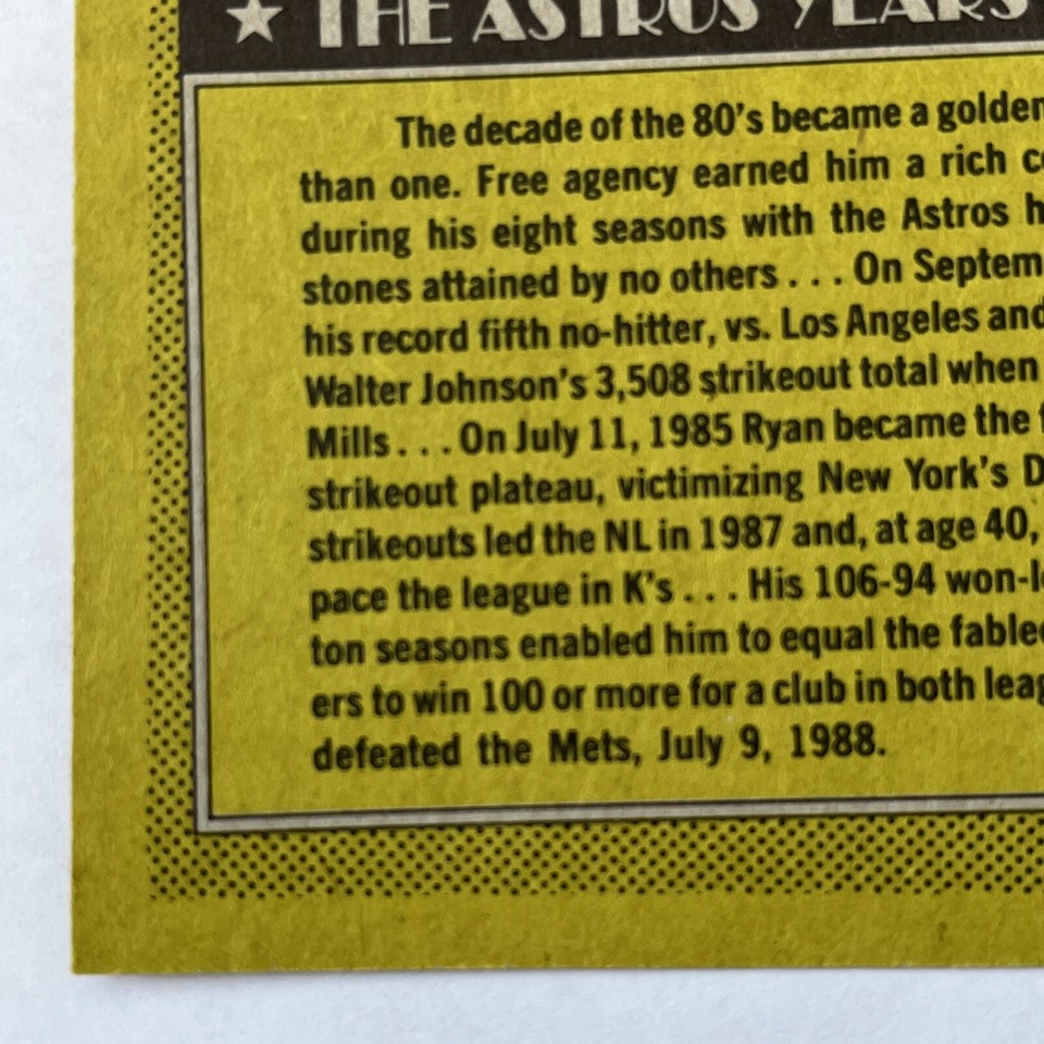 Nolan Ryan Rare Collectors Card 1990 Topps 5000 K's Astros Pitcher Card ...