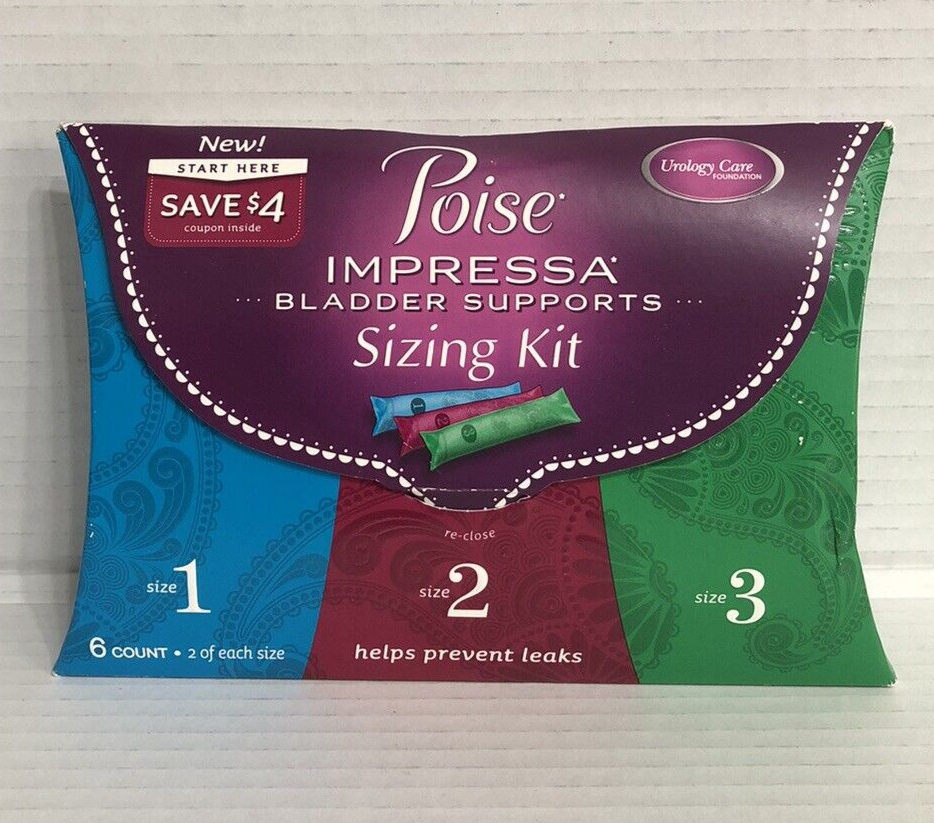 1 Pk Poise Impressa Bladder Supports Sizing Kit 6 ct Sizes 1,2,3 **READ ...