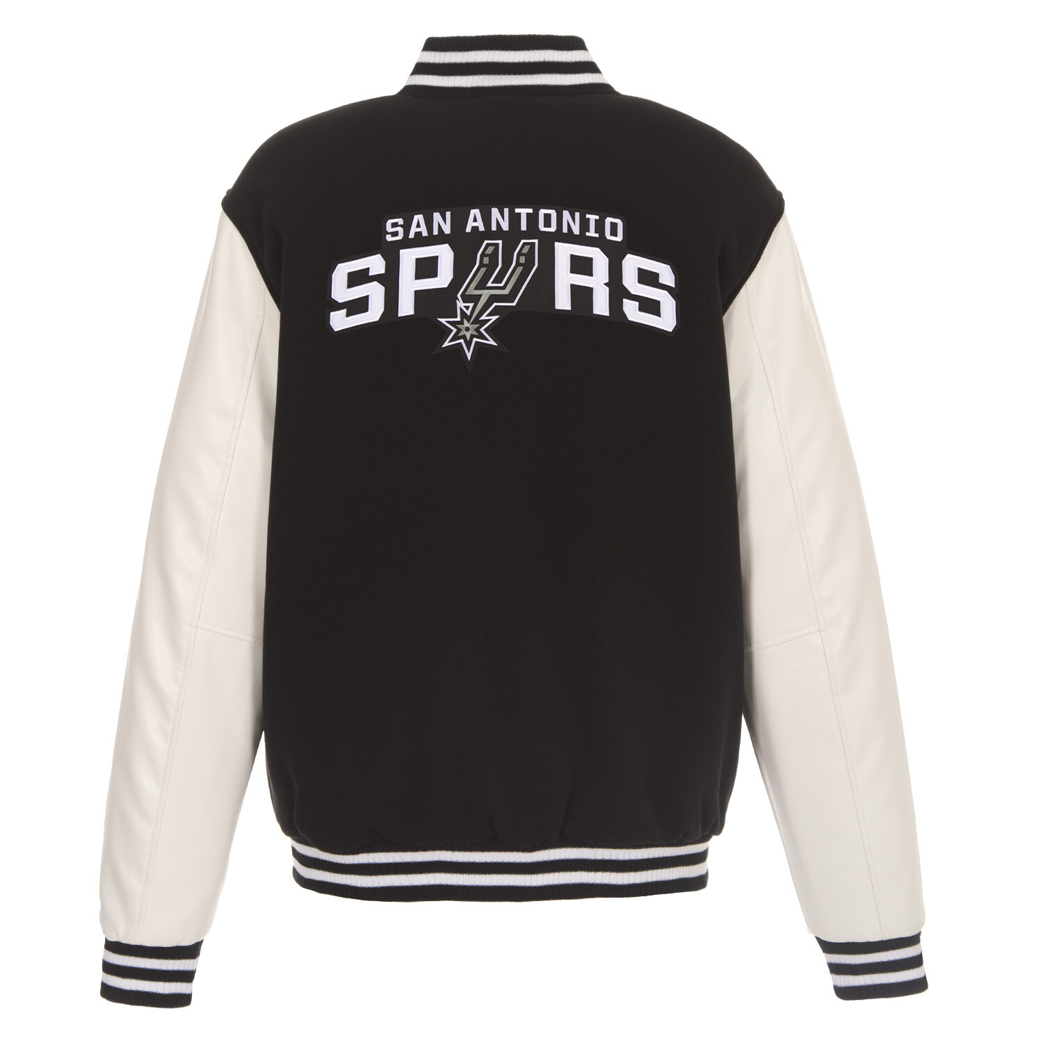 NBA San Antonio Spurs Reversible Fleece Jacket PVC Sleeves Embroidered ...