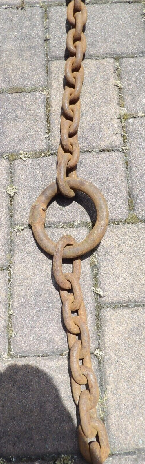 VTG/Antique Heavy Duty Farm Tow Industrial Steel Chain W/Ring 13' 39lbs ...