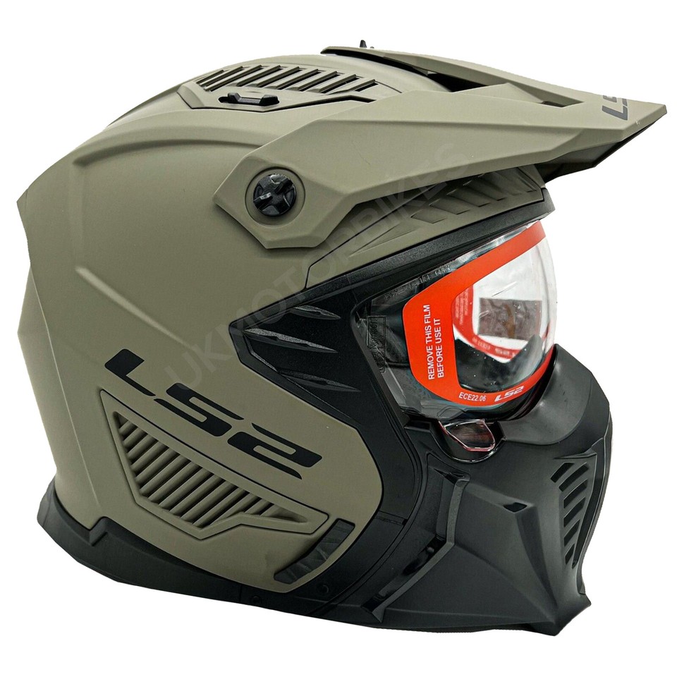 LS2 OF606 DRIFTER DEVOR MODULAR OPEN FACE MOTORCYCLE HELMET + FREE DARK ...