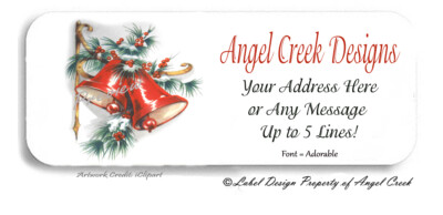 Vintage Red Holiday Bells Christmas Personalized Return Address Labels ...