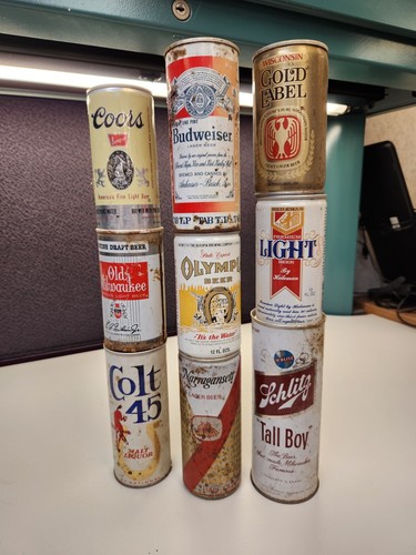 Lot Of 9 Vintage Metal Empty Beer Cans Pictured # 66 | eBay