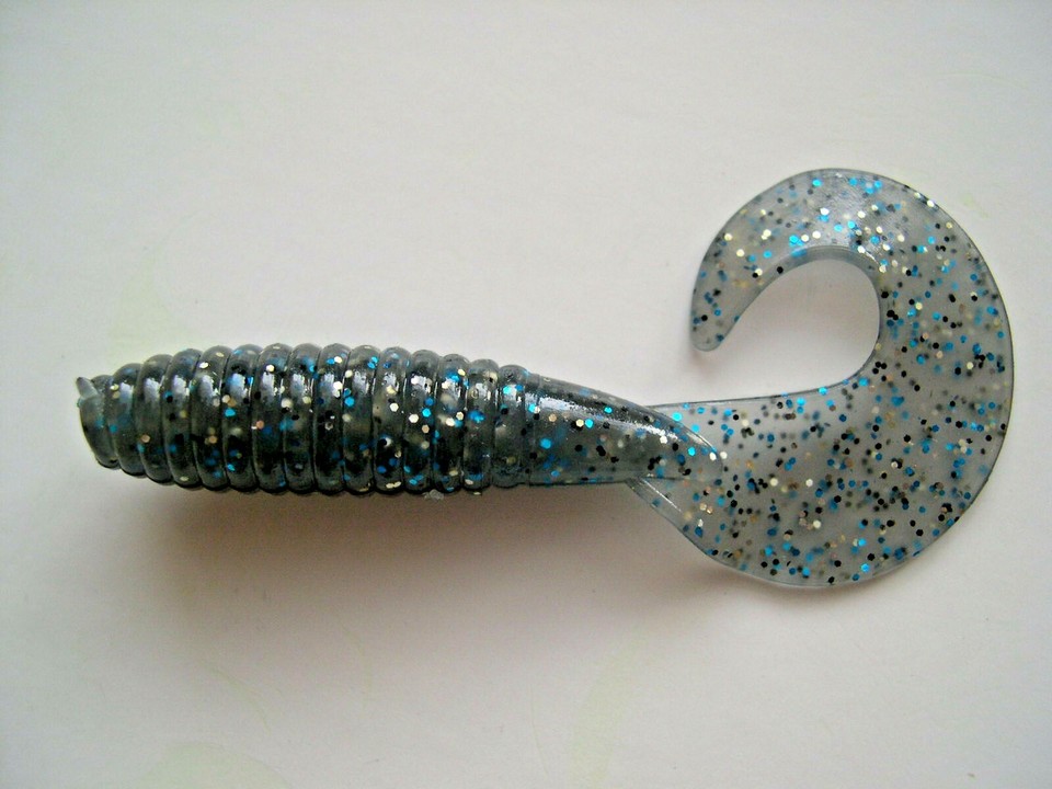 50 pk - 3" Grub Lure - BLUE GILL - Smoke Blue Pepper - Chub Grub - SALT ...