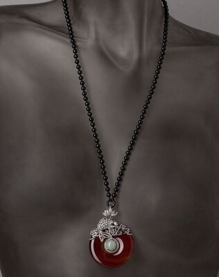 Schmuck Set: Kette Clip-Anhänger 925er Silber oxidiert Multi-Edelstein ...