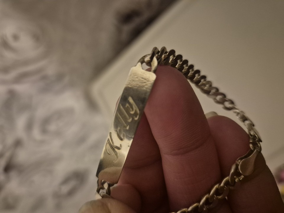 Sterling Silver 925 engraved (Kelly) Identity bracelet | eBay UK