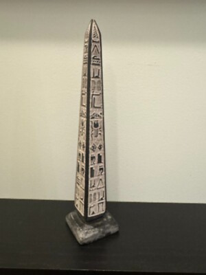 Vintage Egyptian Gray Basalt Handcrafted Obelisk with Egyptian ...