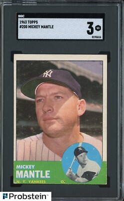 1963 Topps #200 Mickey Mantle New York Yankees HOF SGC 3 VG | eBay