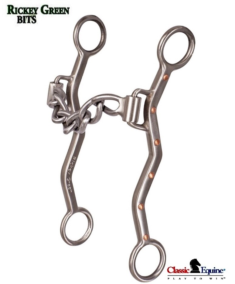 Rickey Green Chain Mouth Roping Bit w/Brass Dots by Classic Equine New ...