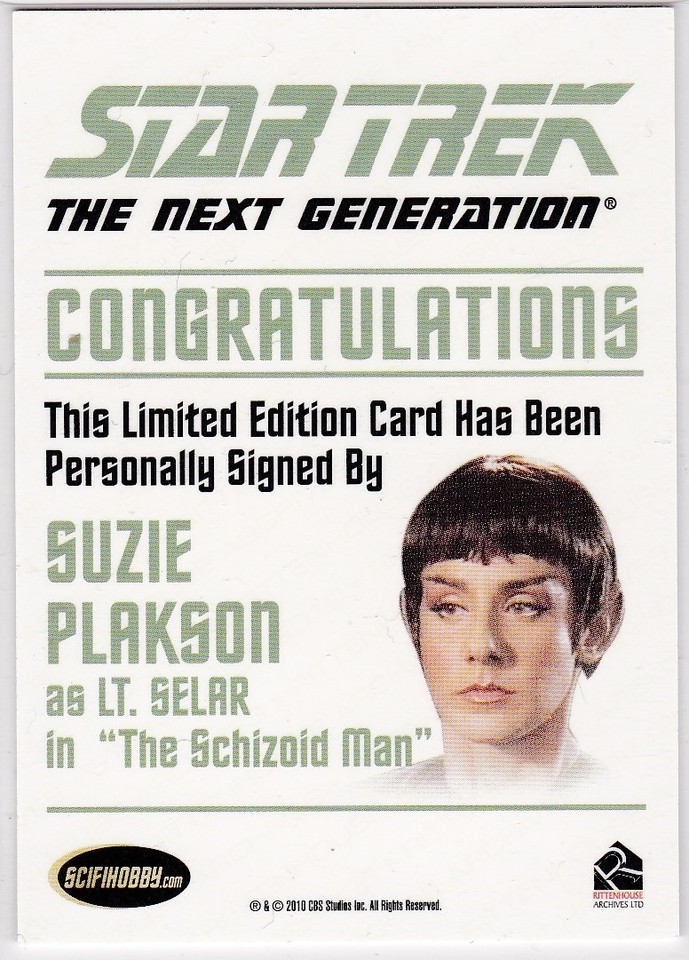 STAR TREK COMPLETE NEXT GENERATION SERIES 1 SUZIE PLAKSON LT. SELAR ...