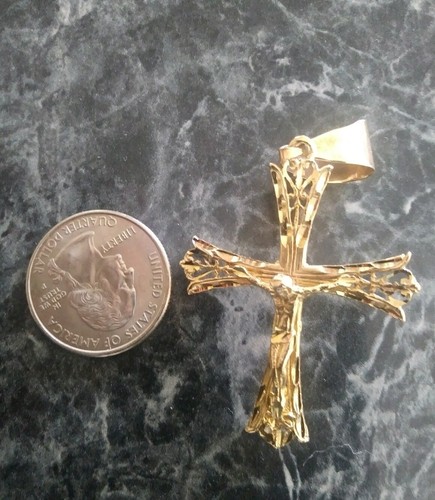 14K SOLID GOLD JESUS CROSS DIAMOND CUT LARGE 7GR IN BEAUTIFUL 3D ...