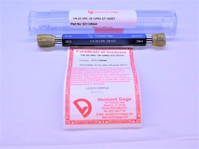 NEW 1/4 20 UNC 2B STI HELICOIL VERMONT THREAD PLUG GAGE .25 GO NO GO ...