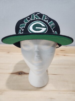 Vintage ANNCO Green Bay Packers Championship Black Snapback Hat NFL Cap ...