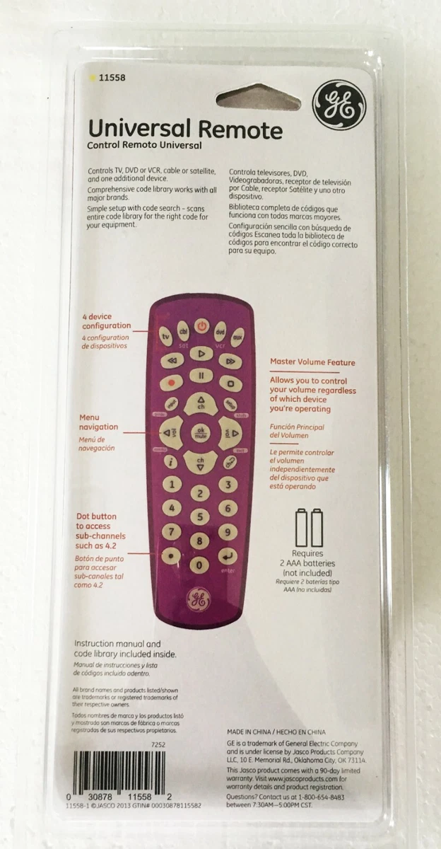 Ge Universal Remote Programming Guide