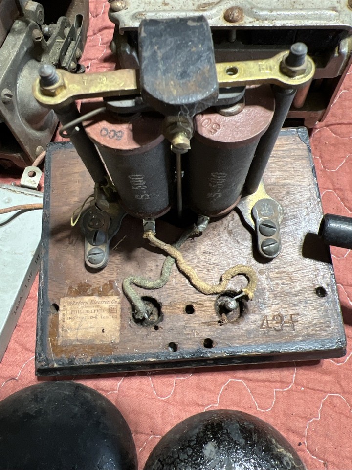 antique hand crank wall phone parts 5 Generators Boxes Bells Various ...