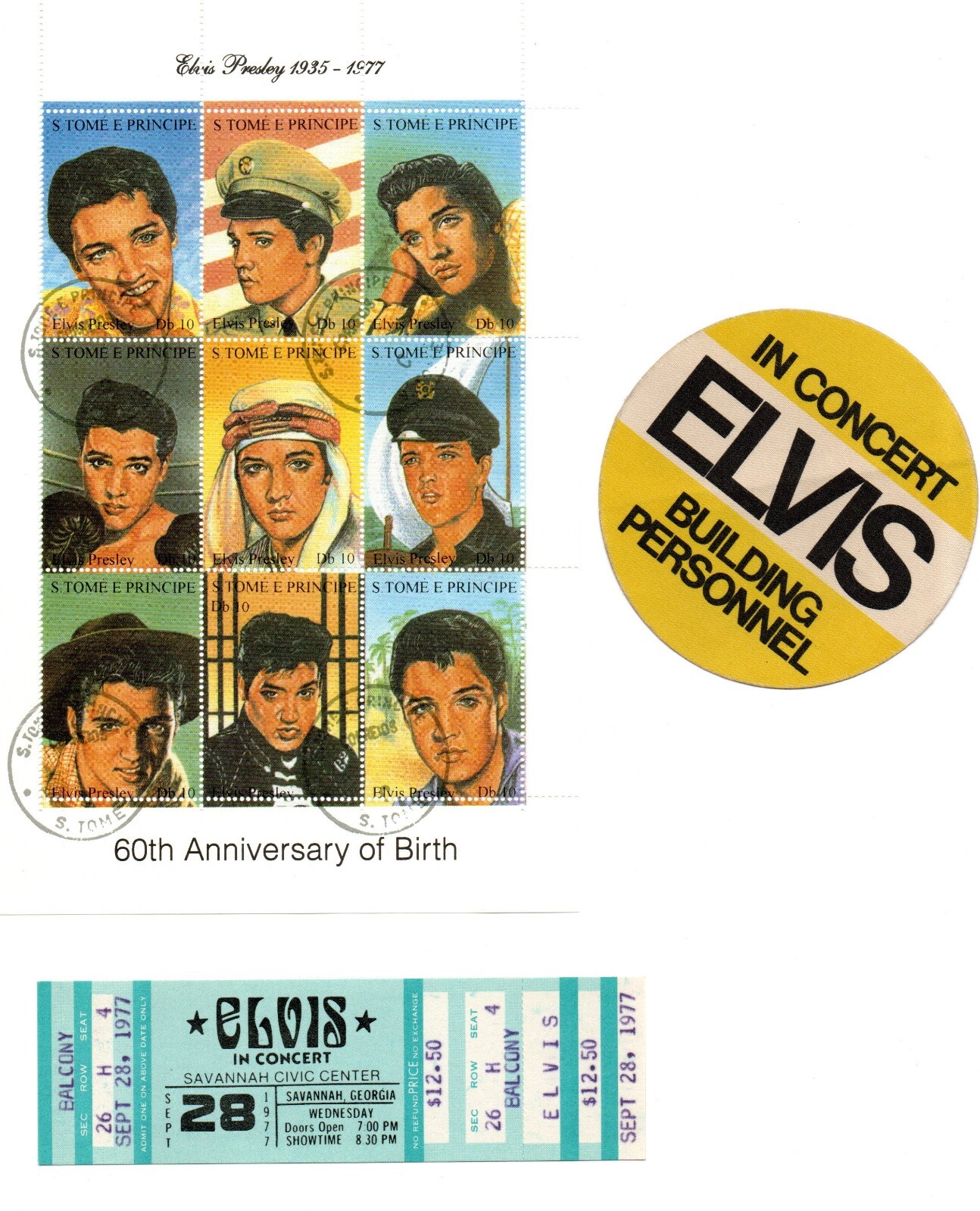 ELVIS PRESLEY CONCERT TICKET & ALL ACCESS PASS & STAMPS original ghost ...