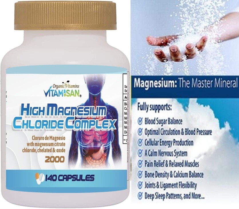 Magnesium Chloride (Cloruro de Magnesio) 2000 mg 280 capsules- 2 ...