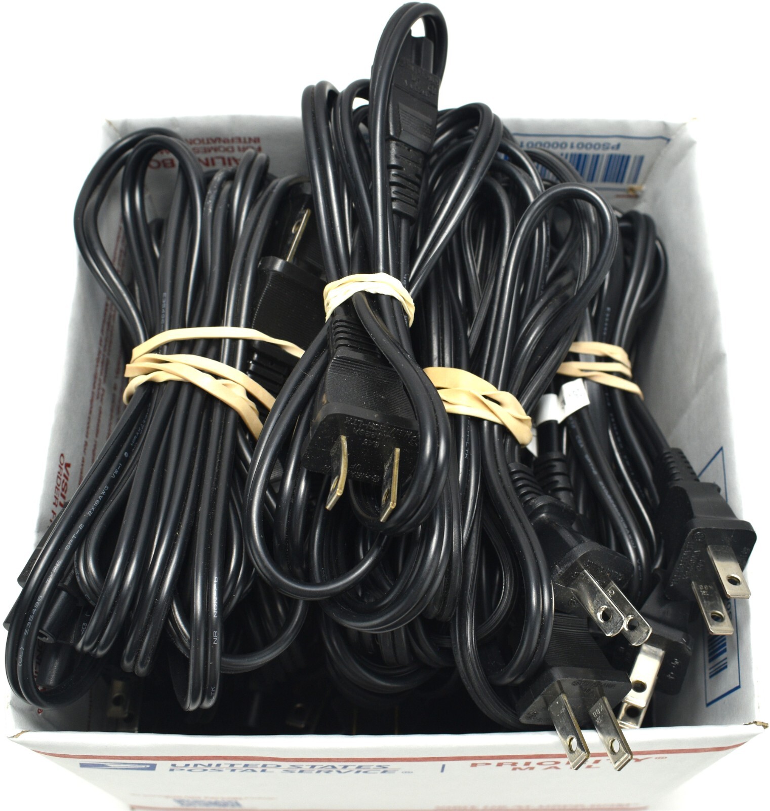 Lot of 10 Two-Prong 6.75ft AC Power Cord Cables NEMA 1-15P C7 | eBay