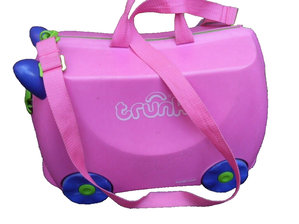 TRUNKI PINK TRIXIE SIT ON AND RIDE CASE WITH STRAP AND KEY #231 | eBay UK