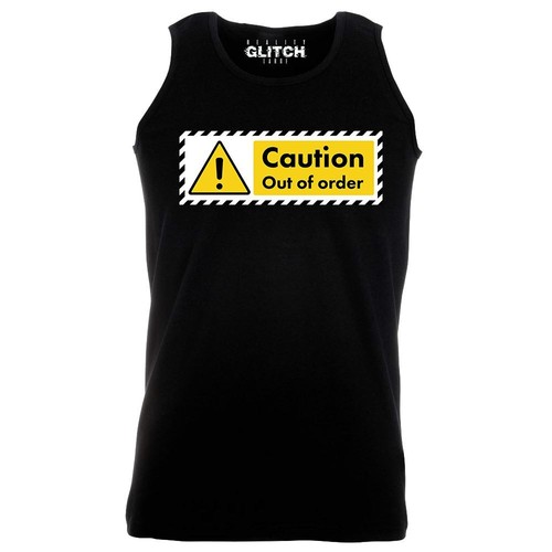 Caution Out of Order Sign Mens Vest Funny Broken Vending Machine Joke ...