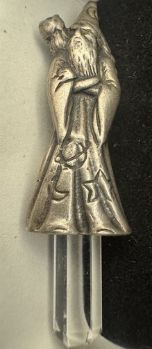 Sterling Silver Wizard Warlock Merlin with Owl Quartz Crystal Wand ...