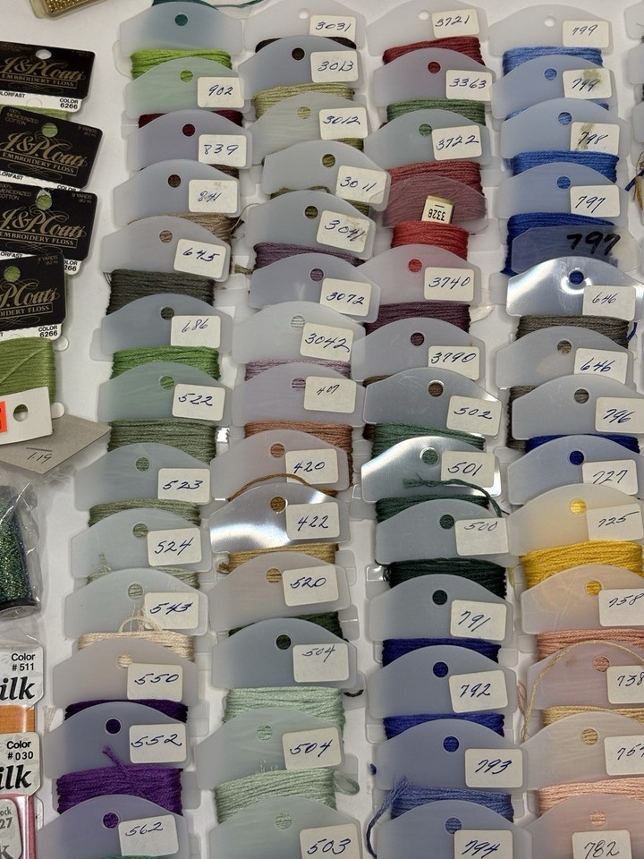 Large Lot Of Embroidery Floss, Thread, Metallic, Silk, Kreinik, DMC, J ...