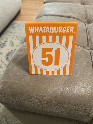 WHATABURGER TABLE TENT No. 51 Place CARD TEXAS HAMBURGER RESTAURANT #51 ...