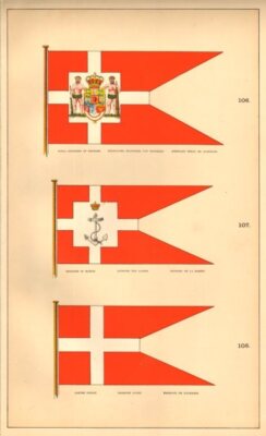 DANISH MARITIME FLAGS. Denmark Royal Standard, Minister of Marine ...