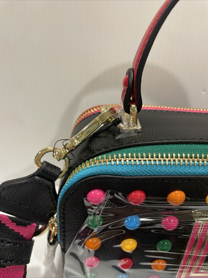 Karl Lagerfeld Paris Pebbled Crossbody Handbag Black Rainbow Color New ...