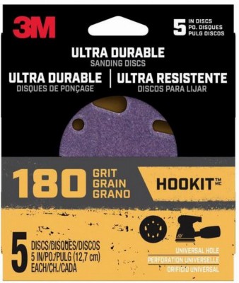 Ultra Durable Power Sanding Discs,Universal,180 Grit,5 In.,5-Pk ...