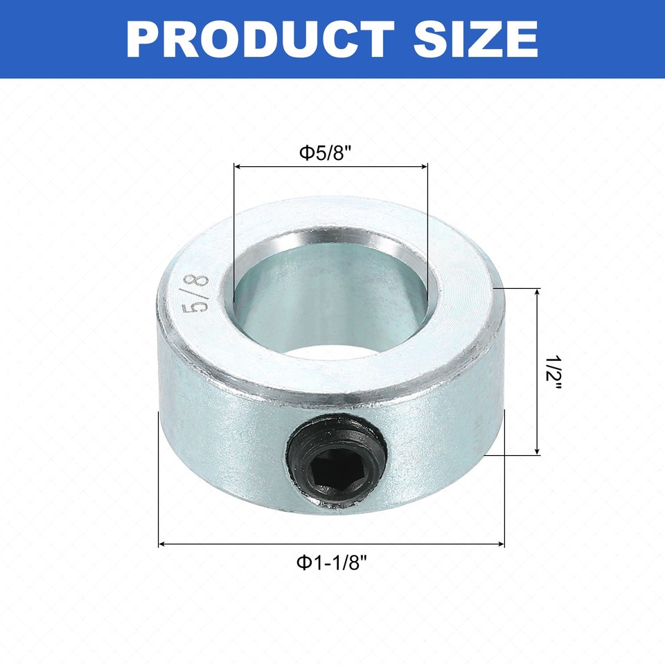 8pcs Set Screw Collars 5/8" Bore Carbon Steel Shaft Collars, 1-1/8" OD ...