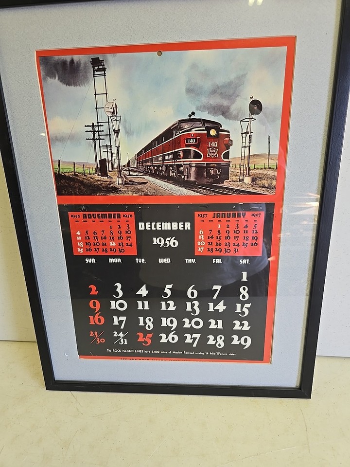 Vintage Framed Original 1957 CRI&P Railroad Rock Island Route Calendar ...