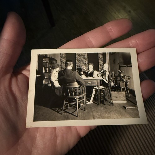 Skeleton & Group Of Men And Woman Antique Table Photo Poker? | eBay