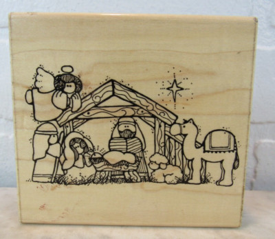 CHRISTMAS NATIVITY Rubber Stamp by D.O.T.S. LARGE 4 1/8 X 2 1/4" | eBay