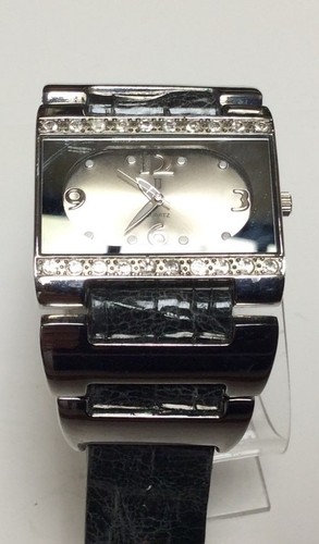 Flashy womens JJ brand watch,large silver and leather strap/desirable ...