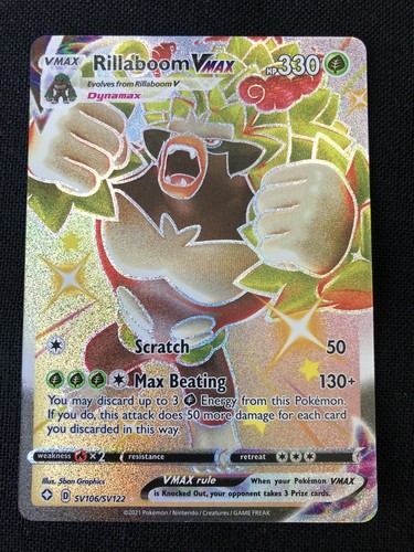 Rillaboom VMAX Shiny Full Art Pokemon Card Shining Fates SV106/SV122 NM ...