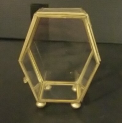 Vintage Glass Brass Display Case Curio Trinket Jewelry Box Chest | eBay