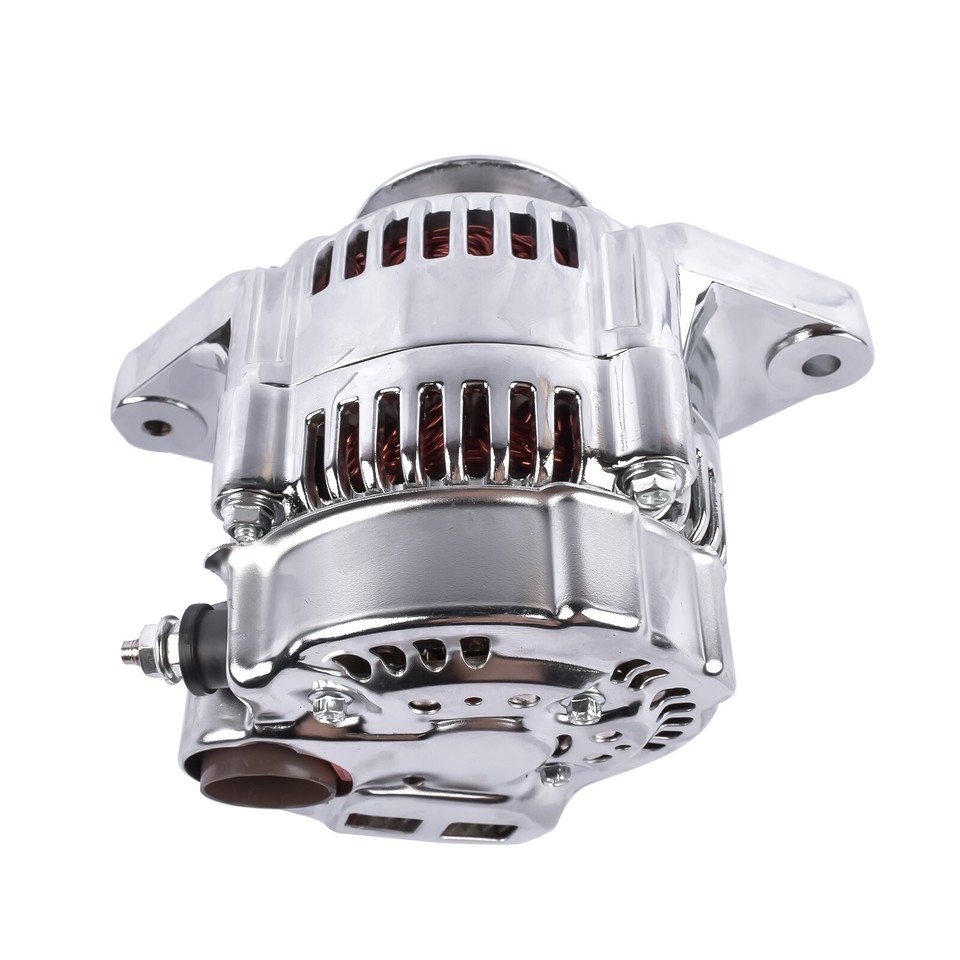 Chrome Mini Alternator Fits For GM Denso Style 12 Volt V-Belt 1 Wire ...