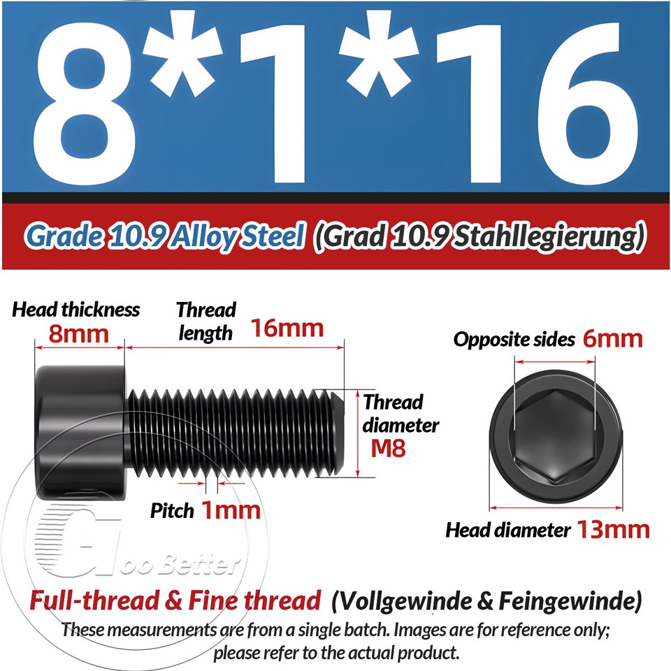 M8 - M24 FINE PITCH Black Allen Bolt Socket Cap Screws GRADE 10.9 High ...