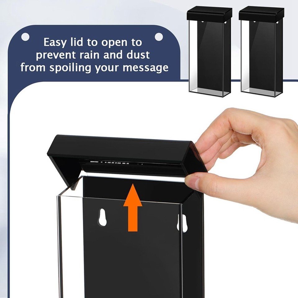 Outdoor Brochure Holder 4x9 Inch Wall Mount Literature Box with Lid ...
