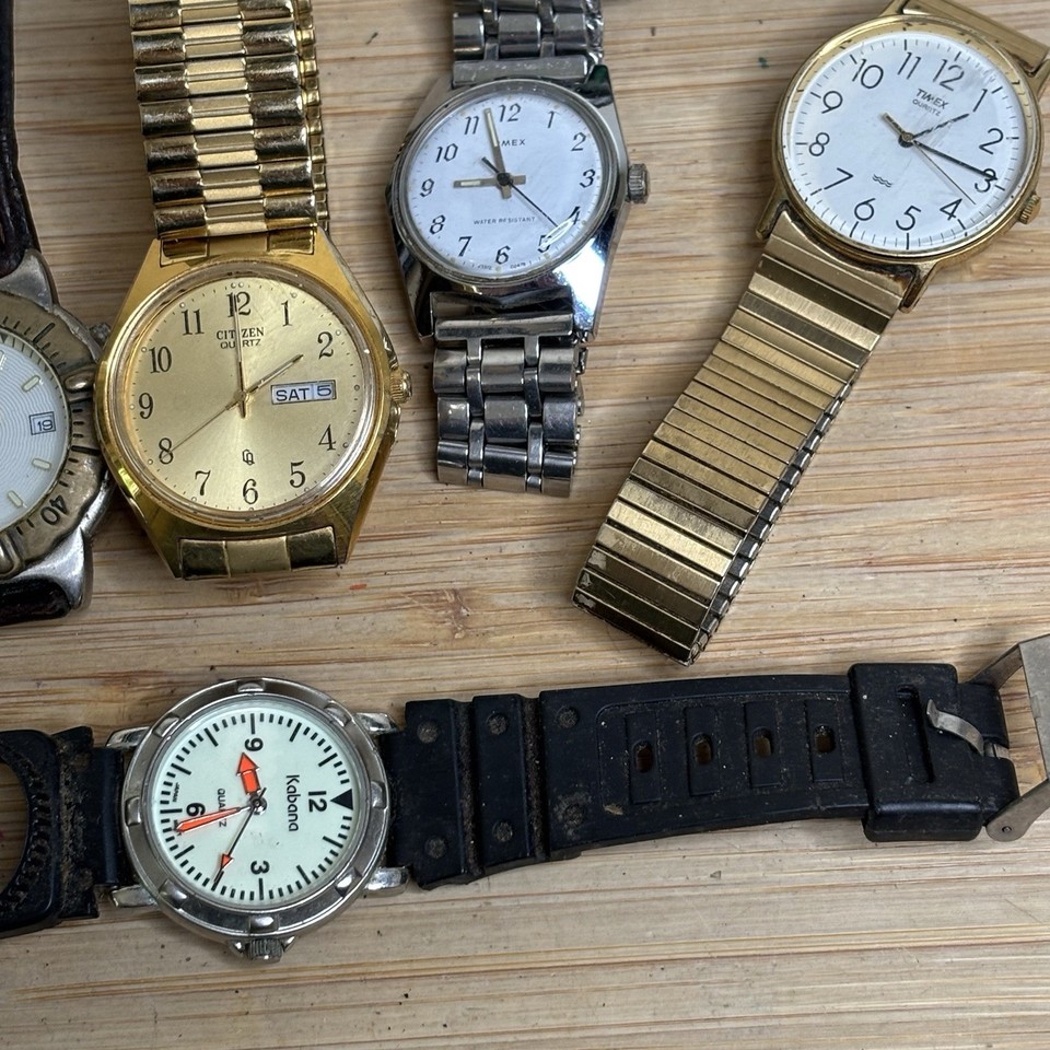 Untested Vintage Quartz Watch Lot - Timex Fossil FSL Citizen Caravelle ...