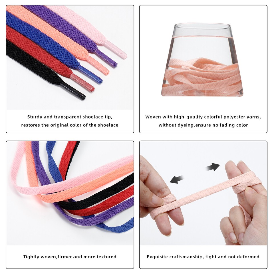 1Pair Flat Shoe Laces Replacement for Sneakers Boots Athletic Shoes 24 ...